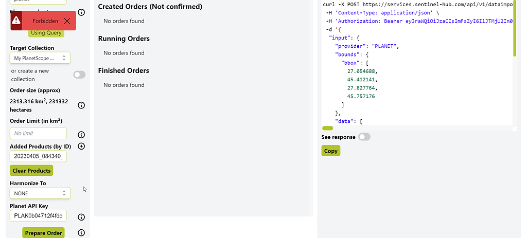 How can I access planet scope data using sentinel hub request builder - Forum@Sentinel Hub