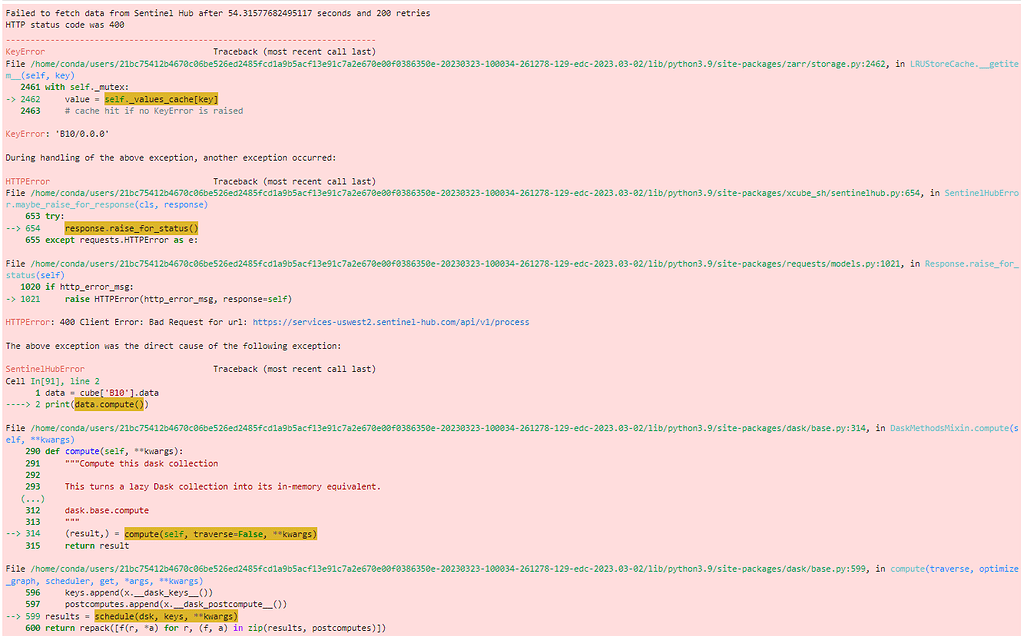 Sentinelhuberror 400 Client Error Bad Request For Url Services Ntinel Hub