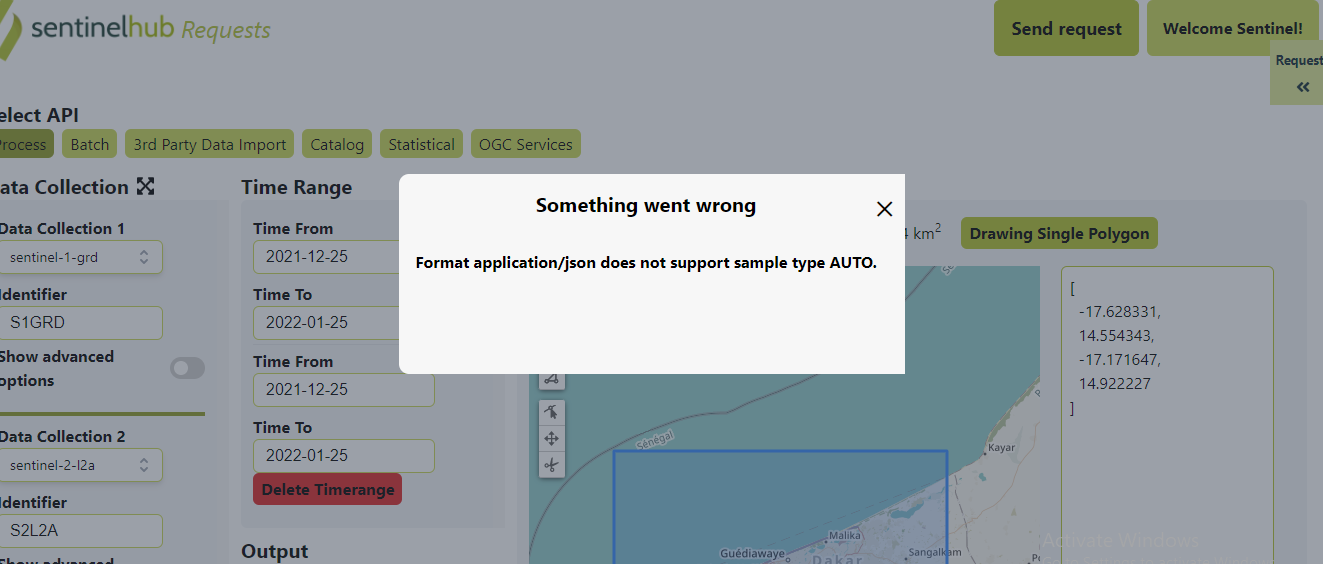 Sentinel Hub Process API APP JSON Problem Apps Services Forum 